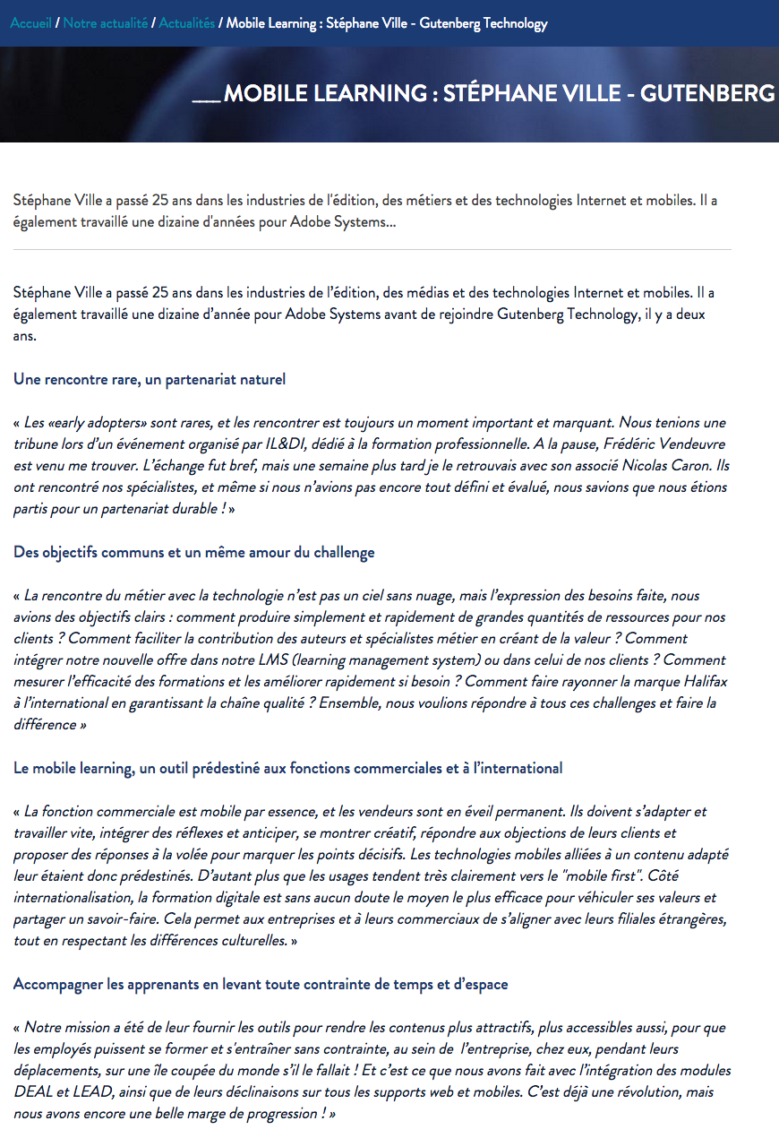 Stéphane Ville Interview le mobile learning